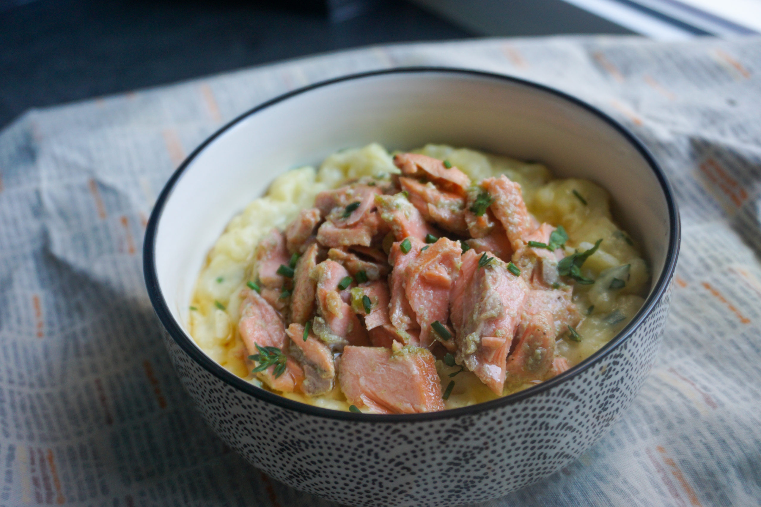 Garlic Herb Mashed Potatoes and Lemongrass Salmon - La Vie Bami - Food Blog